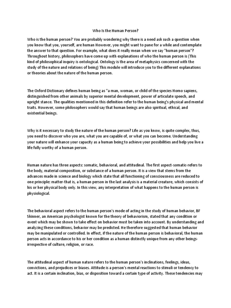 Who Is The Human Person | PDF | Soul | René Descartes