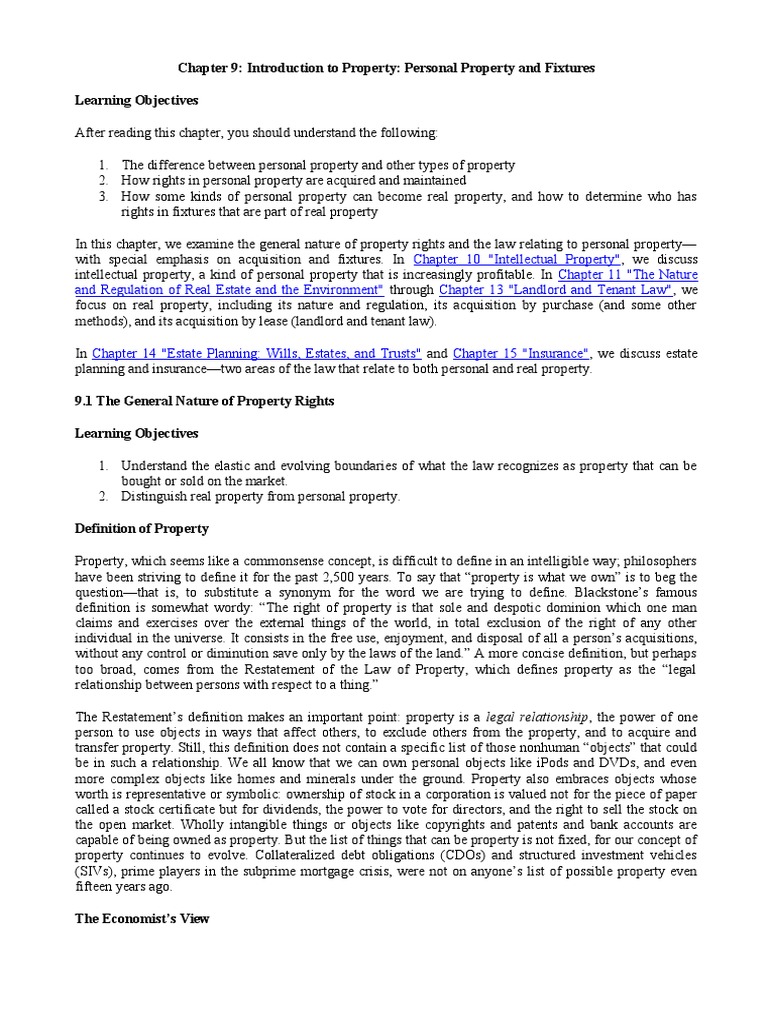 Chapter 9 Introduction To Property | PDF | Property | Real Property