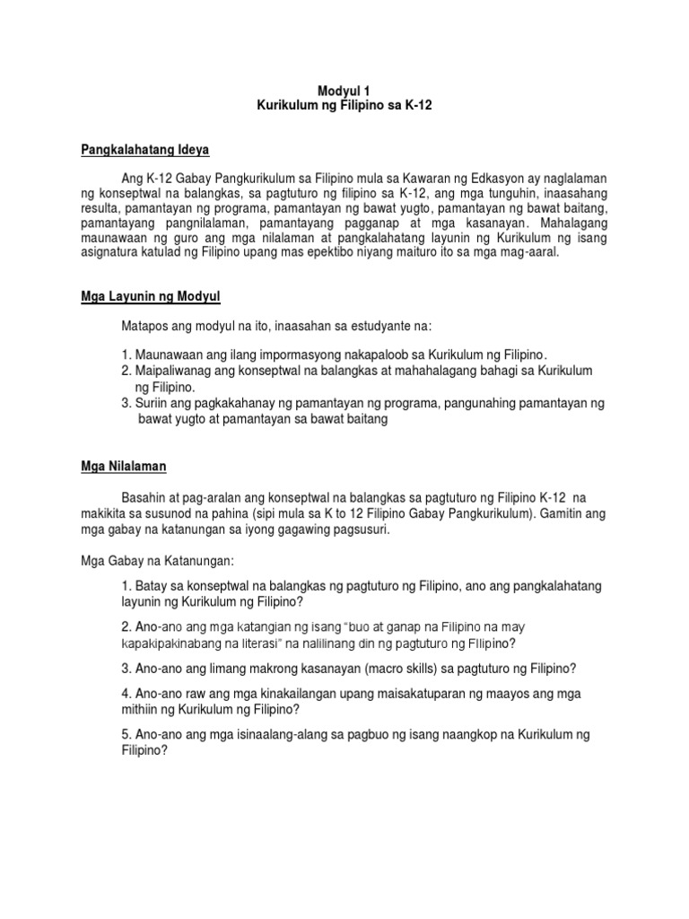 ELED 30023 Module Pagtuturo NG Filipino | PDF