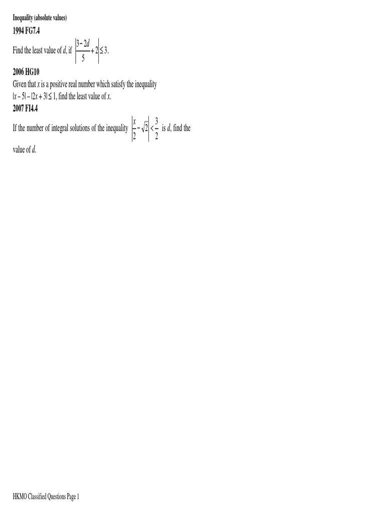 Inequality Absolute Value | PDF