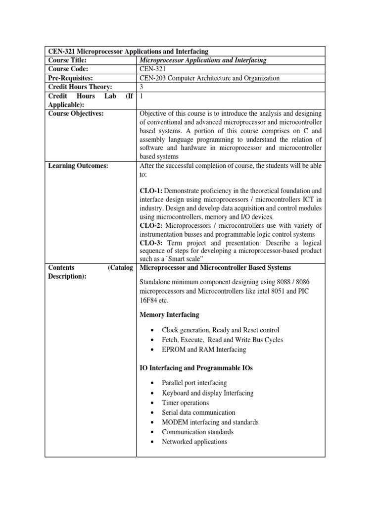 Microprocessor Applications and Interfacing | PDF | Microcontroller ...