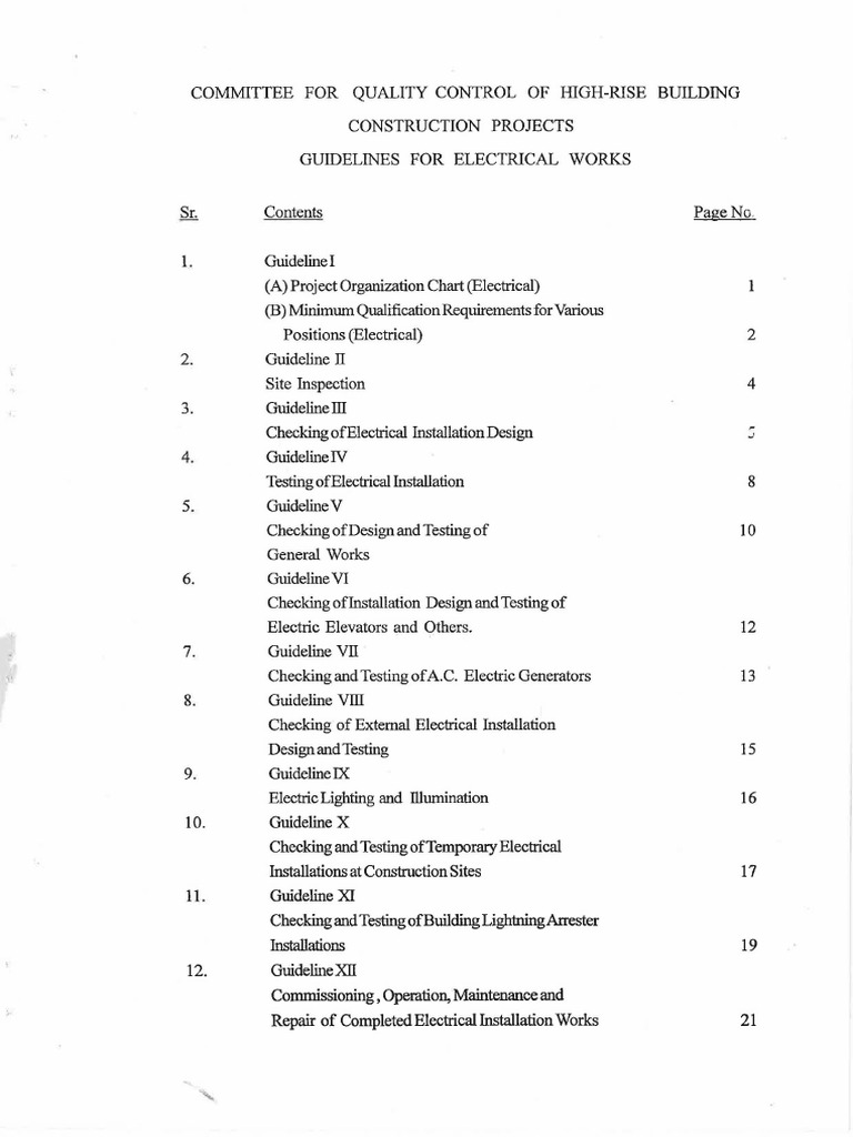CQHP Guidelines for Electrical Works | PDF | Electrical Wiring | Lighting