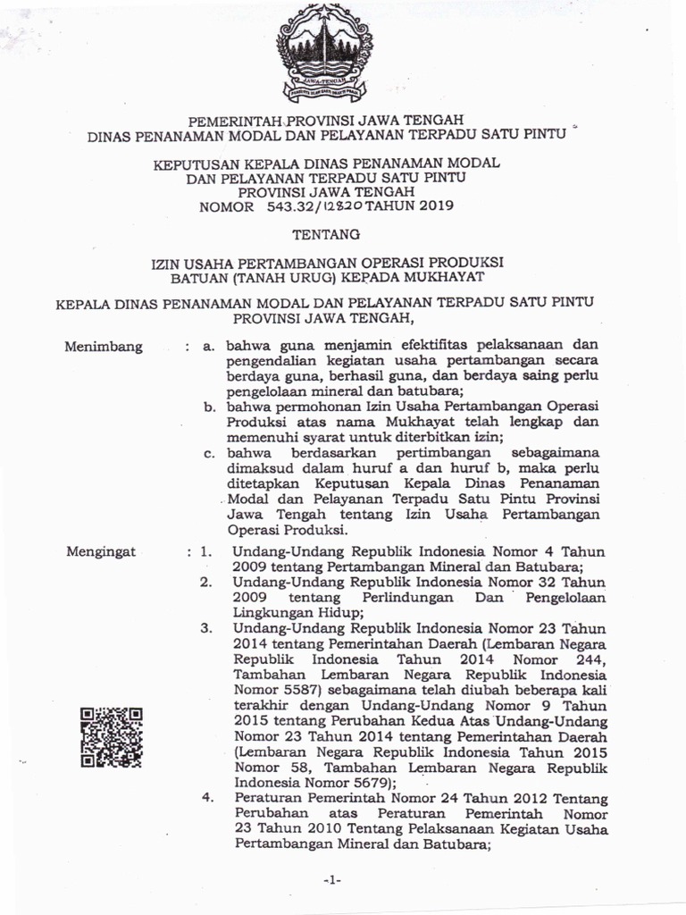 Iup Operasi Produksi Batuan (Tanah Urug) | PDF