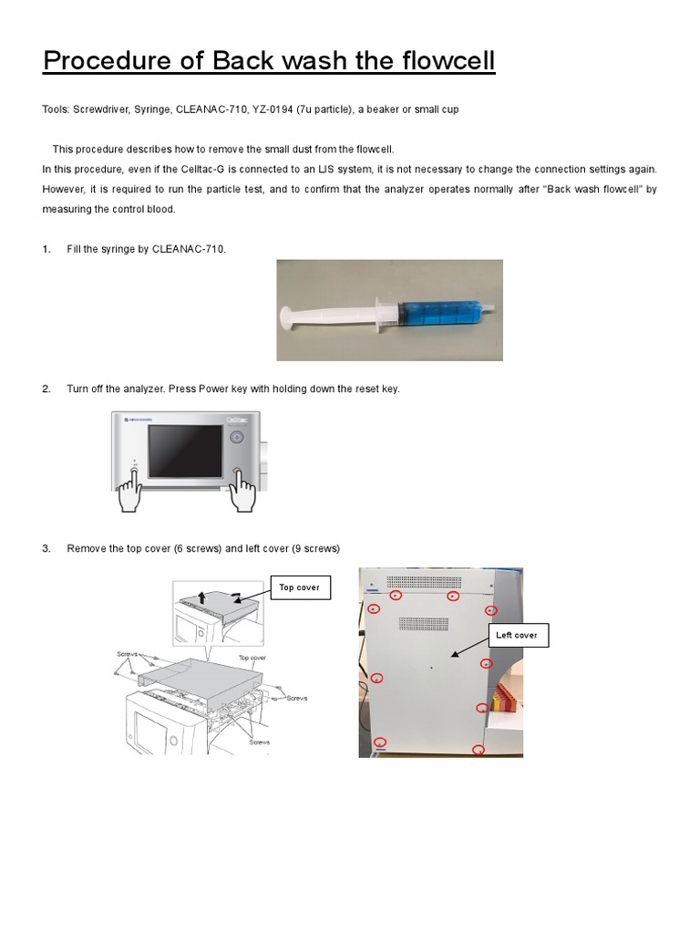 4-4 Procedure of Back Wash The Flowcell | PDF | Valve | Syringe