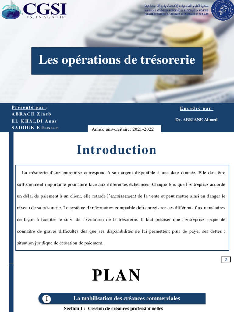 Théme N°10-Les Opérations de Trésorerie | PDF | Crédit | Finance et gestion monétaire