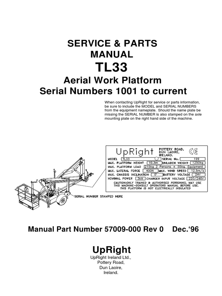 TL33 Aerial Work Platform Manual | PDF | Elevator | Crane (Machine)
