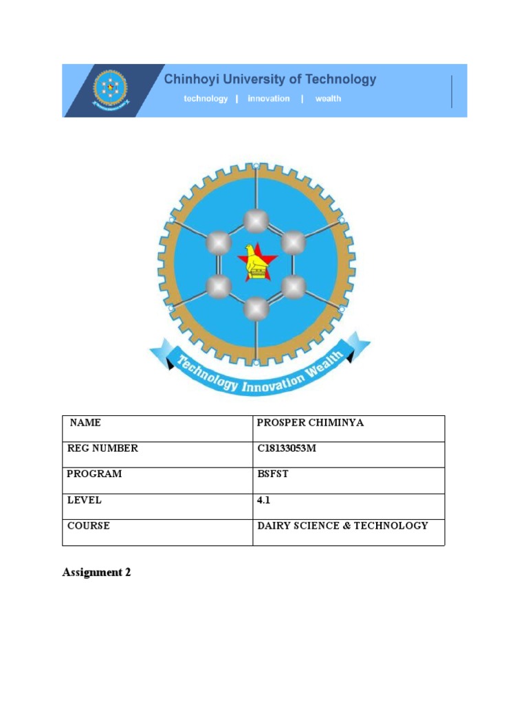 Dairy Tech Assignment 2 | PDF | Foods | Food Safety