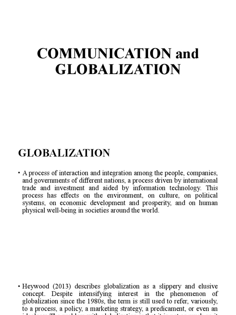 COMMUNICATION and GLOBALIZATION | PDF | Globalization | Communication