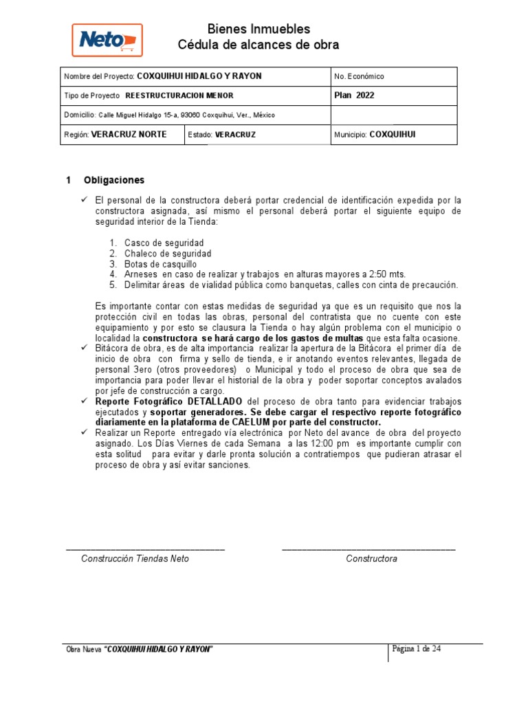 Alcances de Obra | PDF | Tubería (transporte de fluidos) | Ingeniería ...