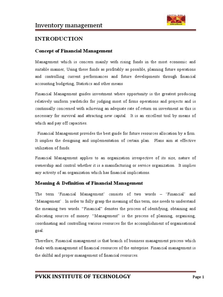 Inventory Management | PDF | Working Capital | Inventory