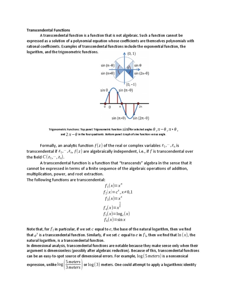 Transcendental Functions | Download Free PDF | Function (Mathematics) | Logarithm