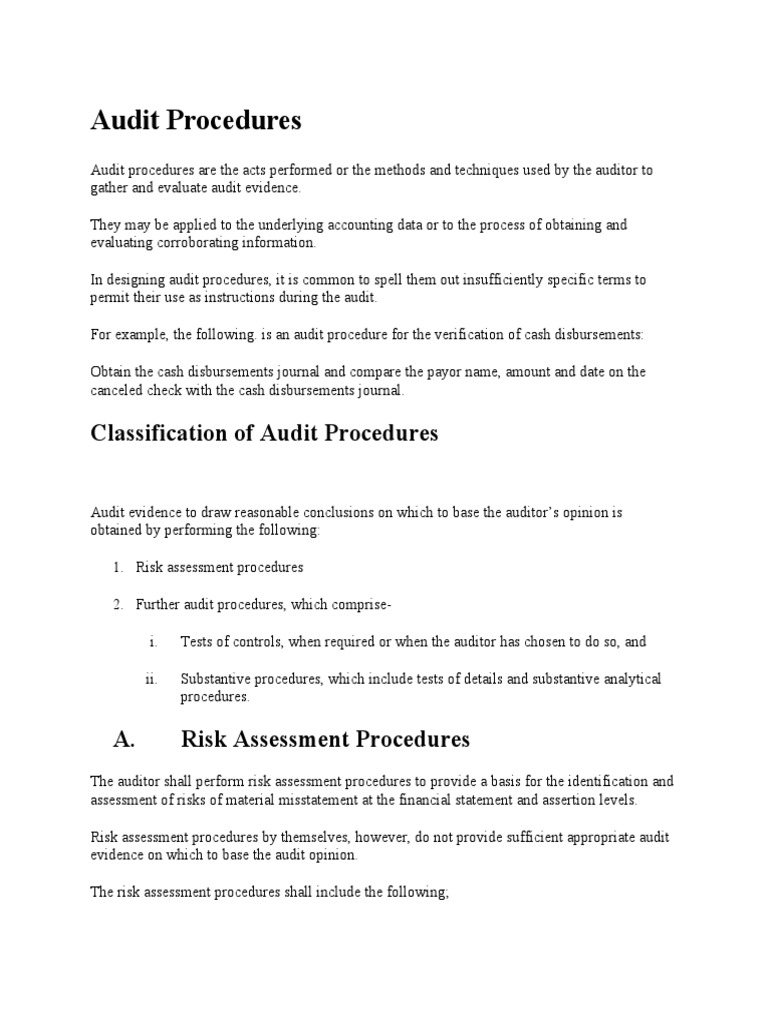 Audit Procedures | PDF | Financial Audit | Internal Control