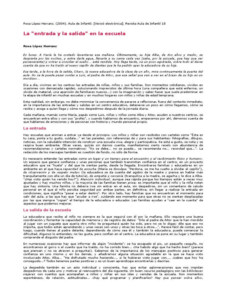 Entrada y Salida de La Escuela | PDF