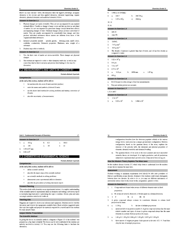 Chemistry Teacher Guide Grade 11 | PDF | Chemistry | Academic Discipline Interactions