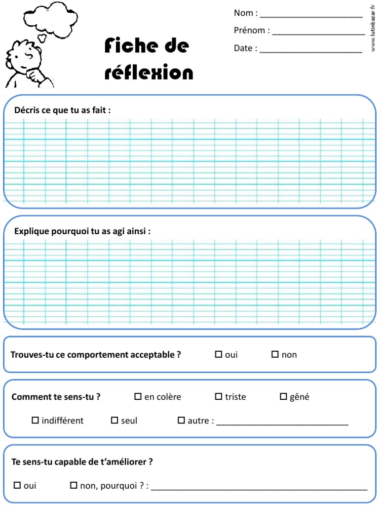 Fiche de Réflexion Élève | PDF | Développement personnel