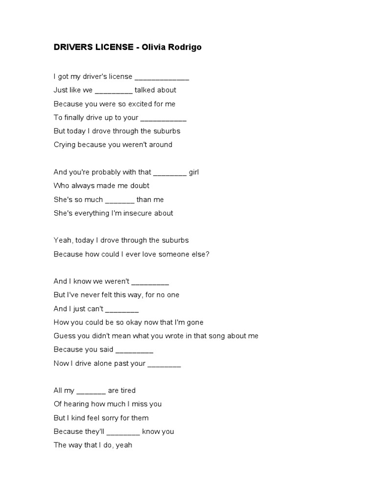 Drivers License Lyrics | PDF