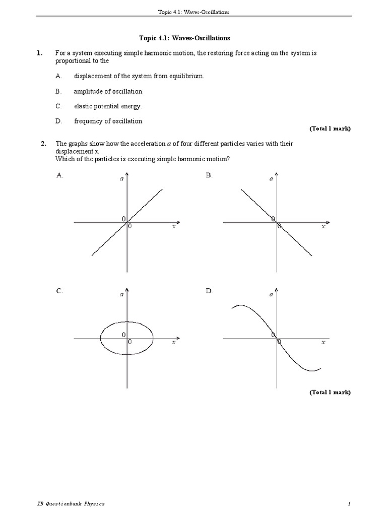 Topic 4 Worksheet | PDF | Waves | Oscillation