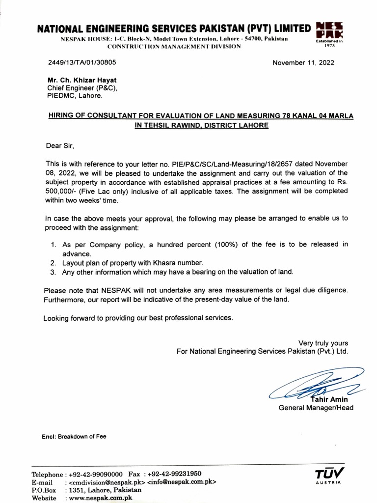 NESPAK Quotation | PDF | Real Estate Appraisal | Business