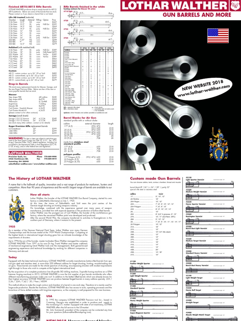 Lothar Walther Brochure 2018 US | PDF | Gun Barrel | Caliber