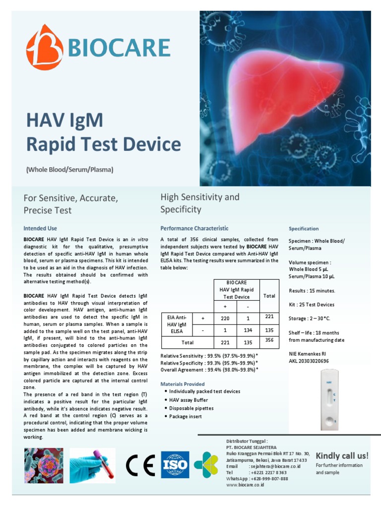 Brosur BIOCARE HAV IgM Rapid Test Device OK | PDF | Elisa | Life Sciences