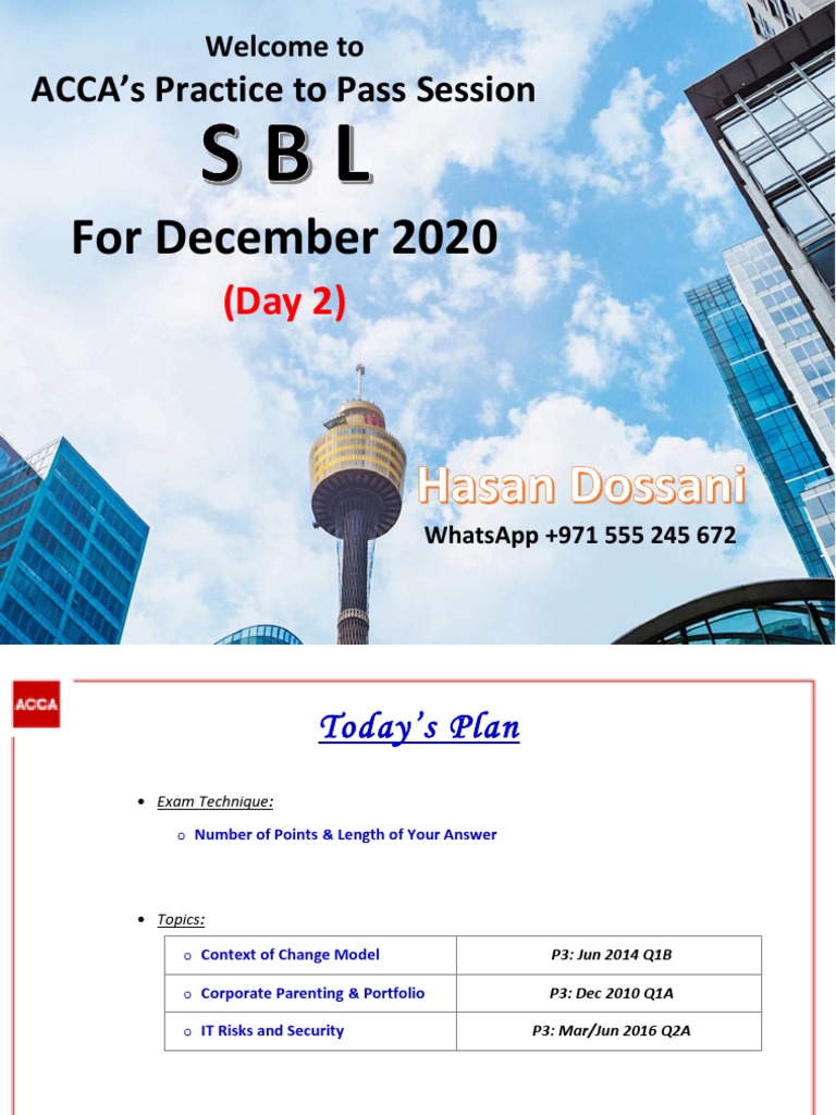 1 - Day 2 SBL Practice To Pass by Hasan Dossani (Dec 2020) | PDF | Computers