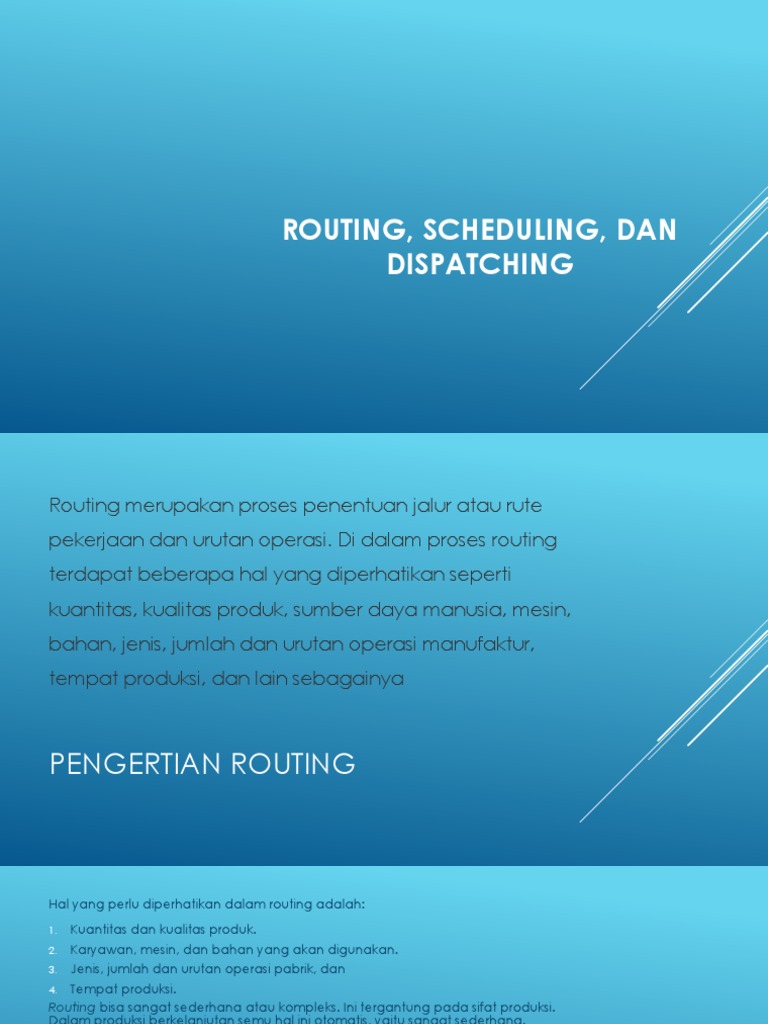 Routing, Scheduling, Dan Dispatching | PDF