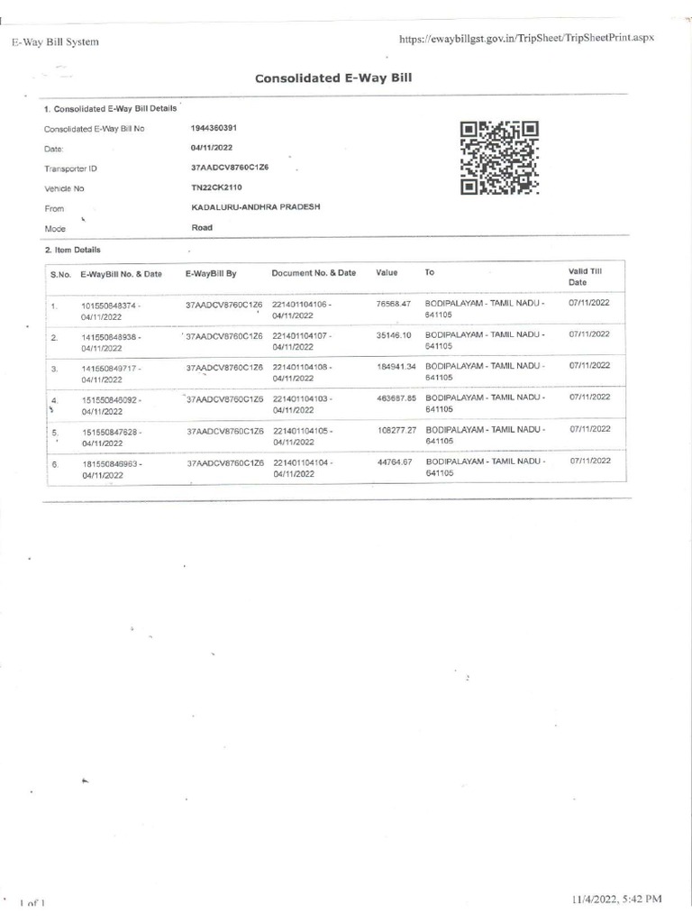 E Way Bill | PDF