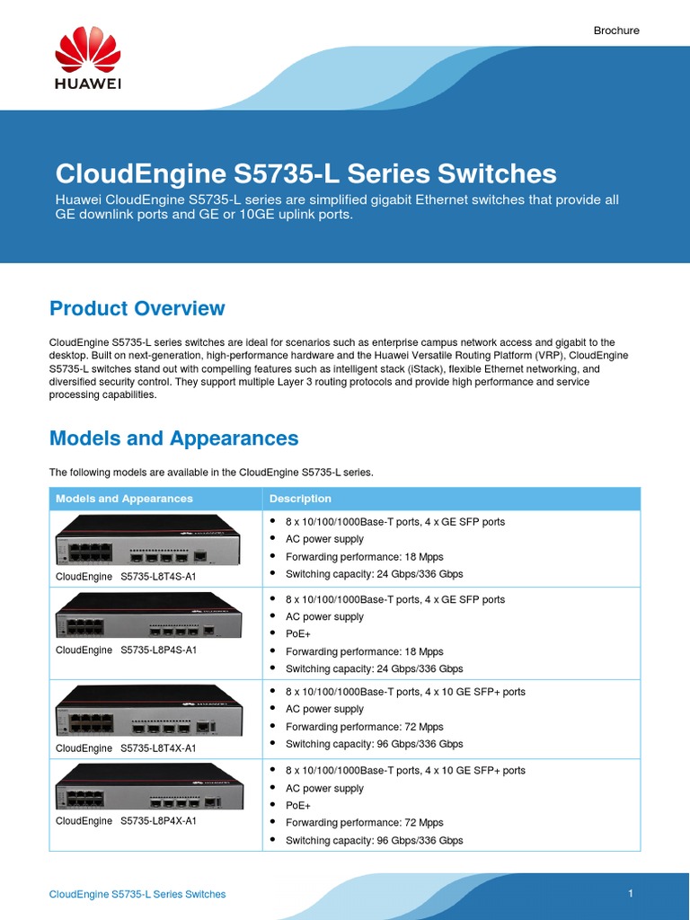 Huawei CloudEngine S5735-L Series Switches Brochure | PDF | Network ...