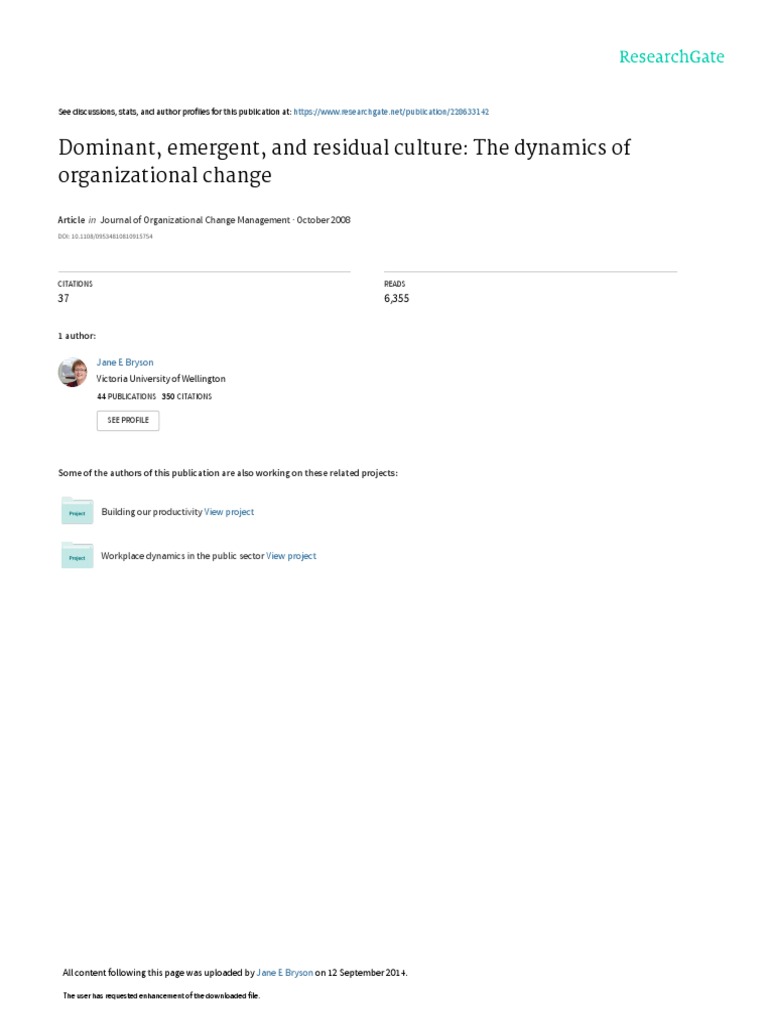 Dominant Emergent and Residual Culture The Dynamic | PDF ...