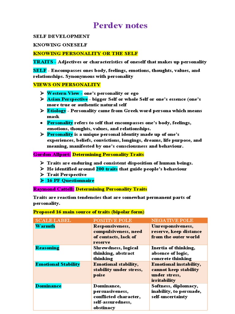 !perdev Notes! | PDF | Emotions | Id
