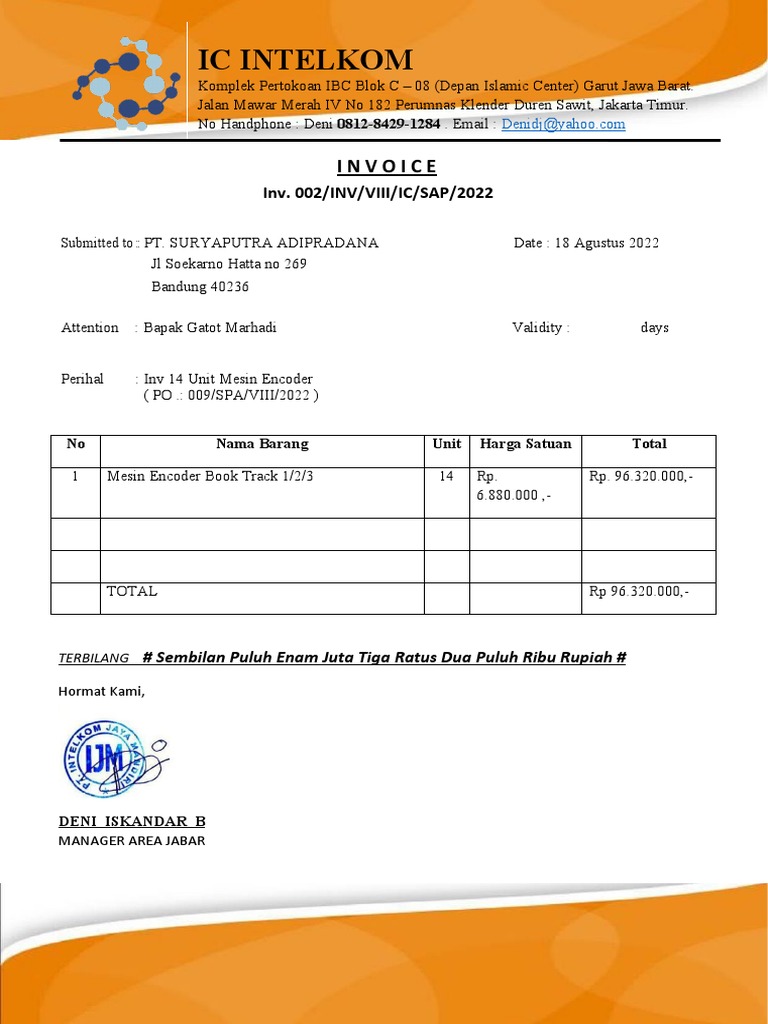 INVOICE Mesin Encoder | PDF