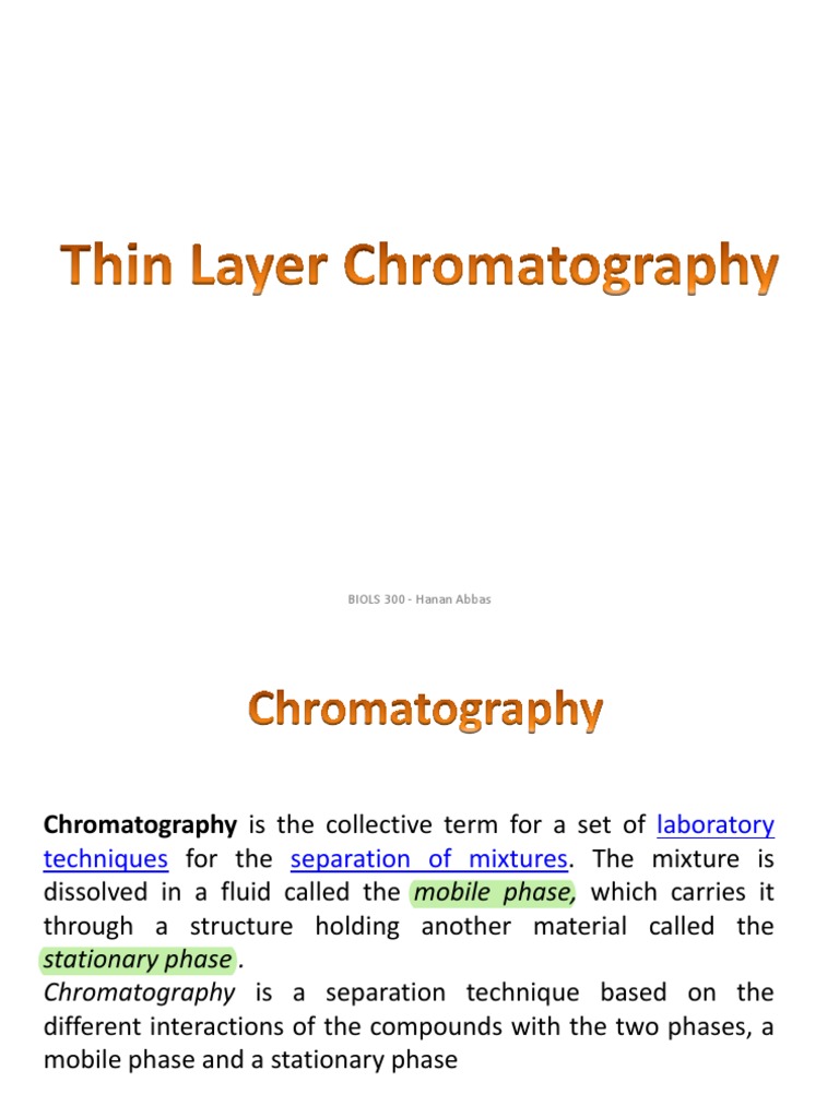 Chromatography Lab Guide | PDF | Thin Layer Chromatography | Chemical ...