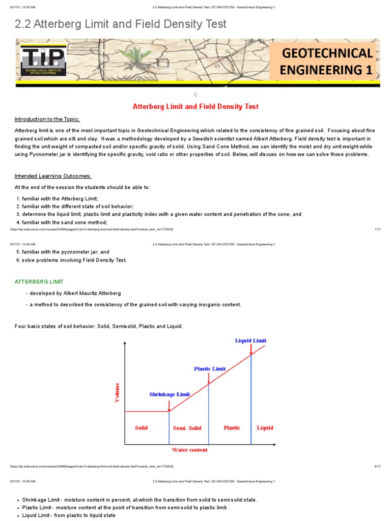 2.2 Atterberg Limit and Field Density Test - CE 304-CE31S8 ...