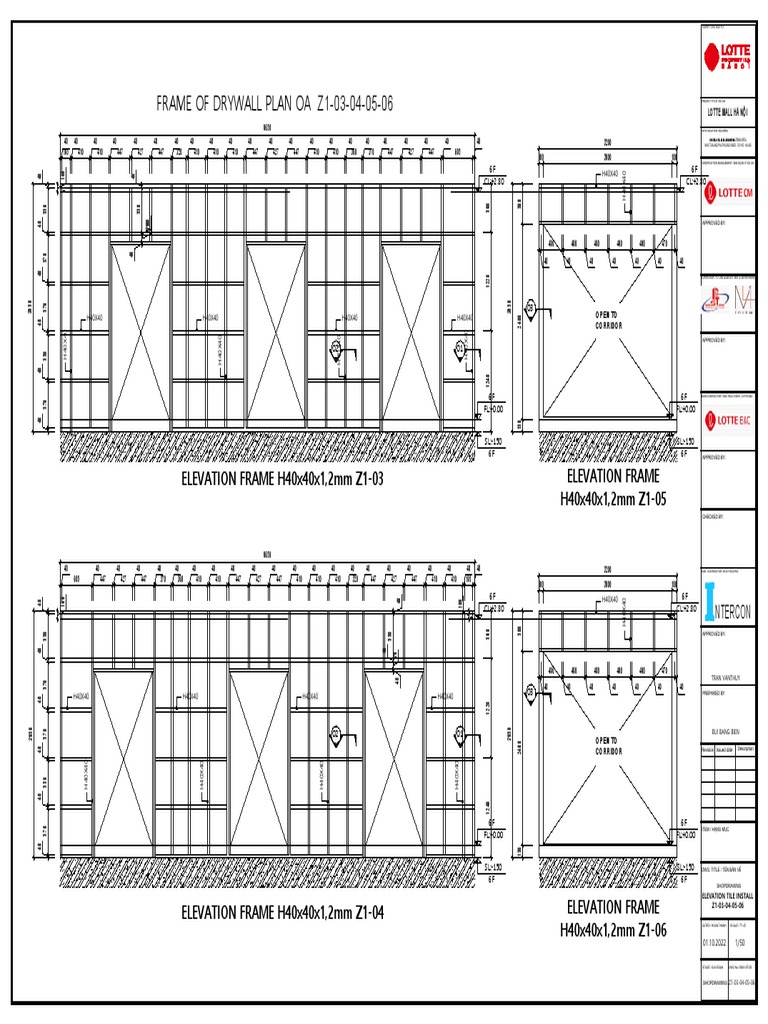 Frame of Drywall Plan Oa Z1-03-04-05-06: ELEVATION FRAME H40x40x1,2mm ...