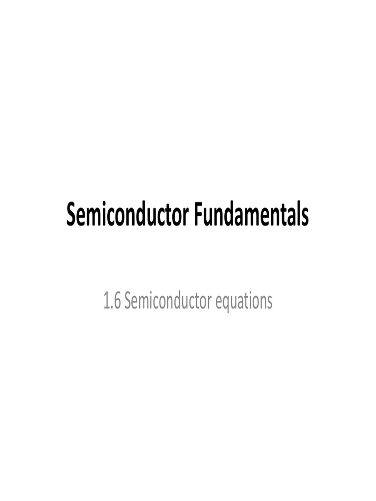1.6 Semiconductor Equations | PDF