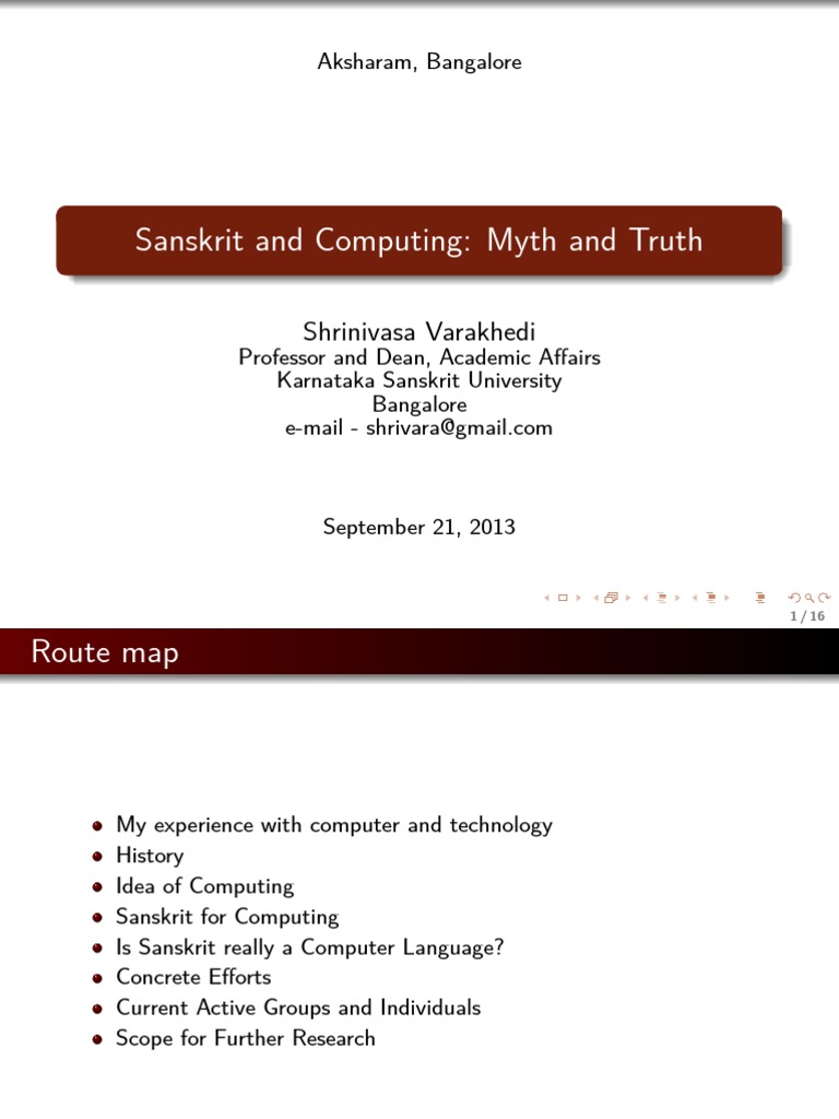 Sanskrit and Computers A Presentation | PDF | Cognitive Science ...