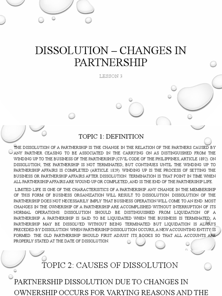 Dissolution - Changes in Partnership | PDF | Partnership | Equity (Finance)