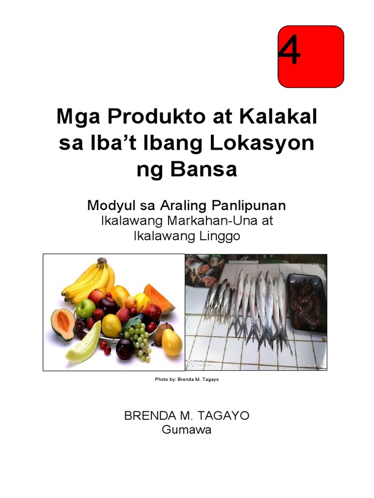 Mga Produkto at Kalakal Sa Iba't Ibang Lokasyon NG Bansa: Modyul Sa ...