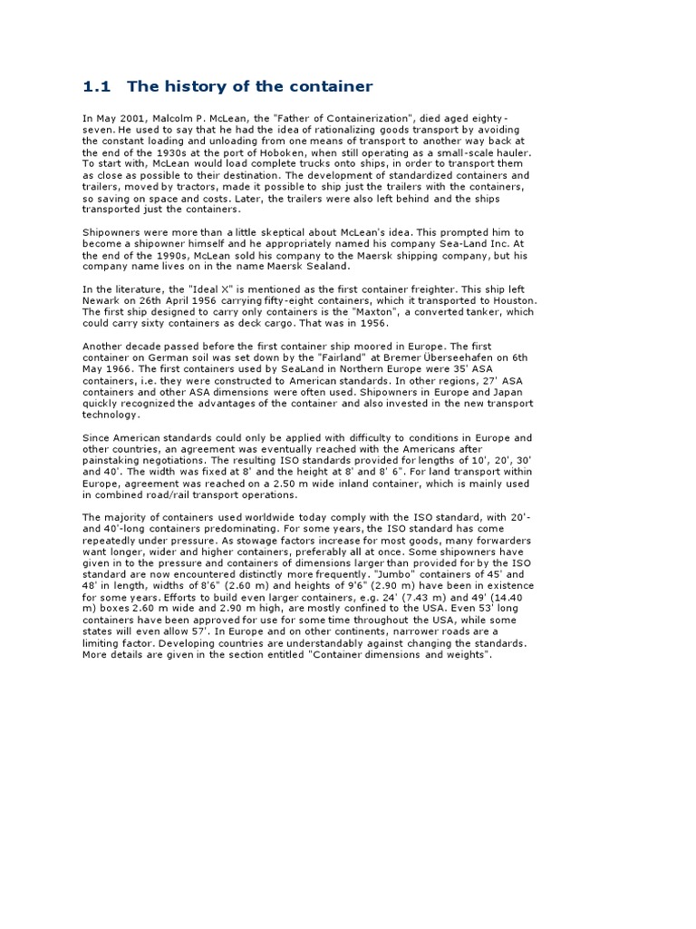 The History and Development of Shipping Containers | PDF | Ships | Shipping