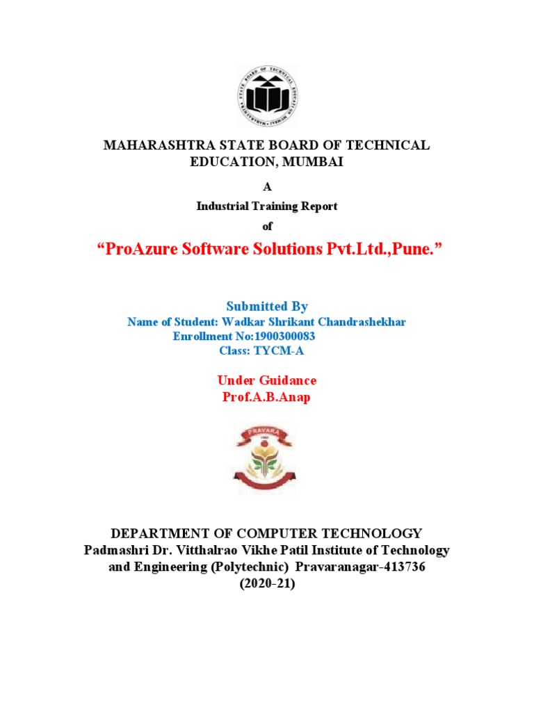 Industrial - Training - 2020-21 Report (Wadkar Shrikant) | PDF | Php | Html