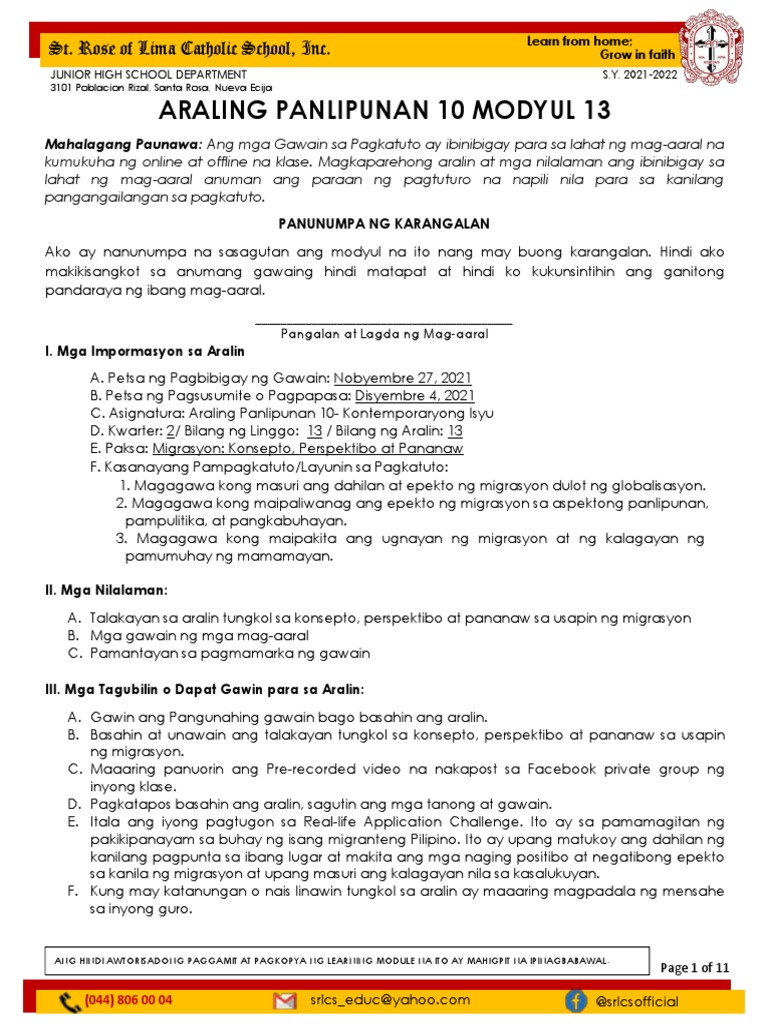 Araling Panlipunan 10 Module 13 | PDF