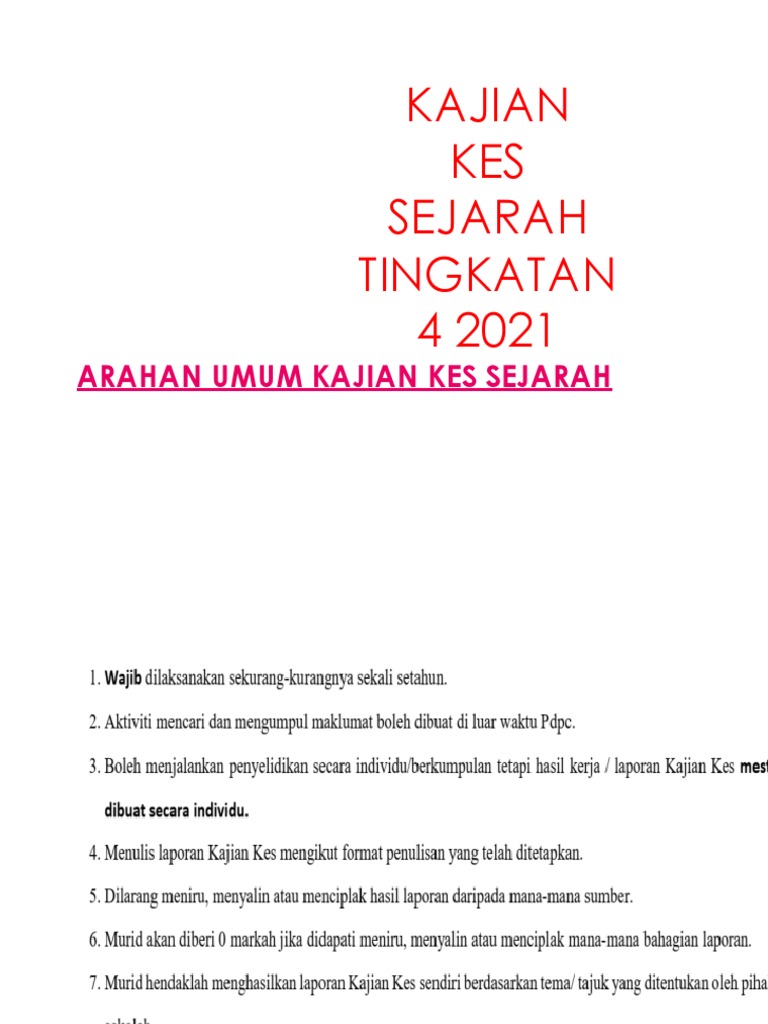 Kajian Kes Sej Folio 2021 Tips | PDF