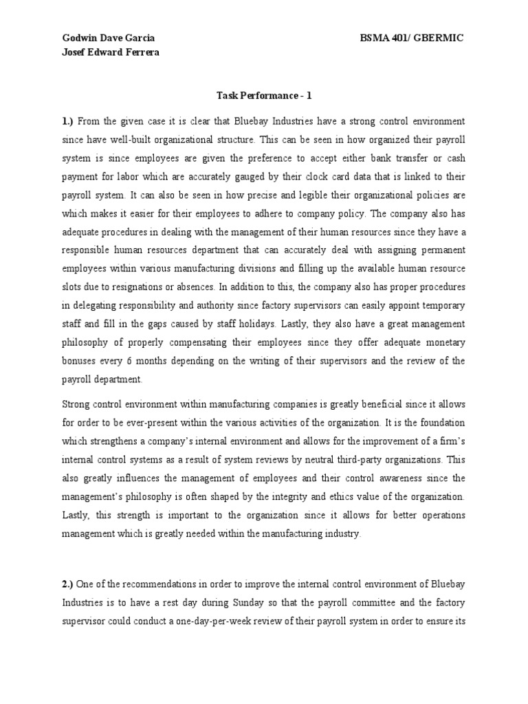 GBERMIC 10 Task Performance | PDF | Human Resources | Employment