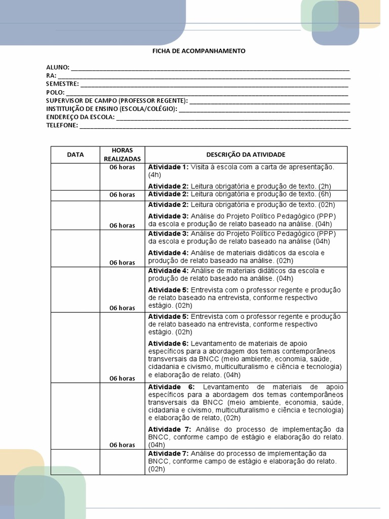 Registro de atividades de estágio docente | PDF | Pedagogia Registro de atividades de estágio docente | PDF | Pedagogia