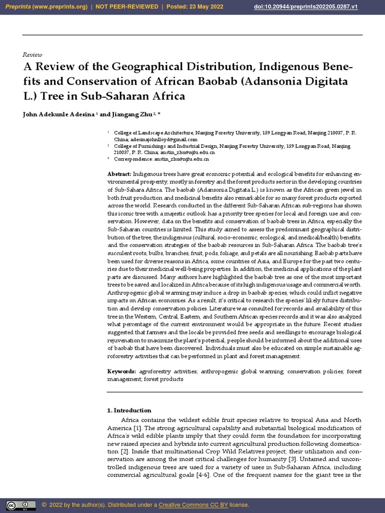 A Review of The Geographical Distribution, Indigenous Benefits and ...