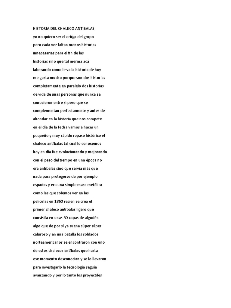 Historia Del Chaleco Antibalas | PDF Historia Del Chaleco Antibalas | PDF