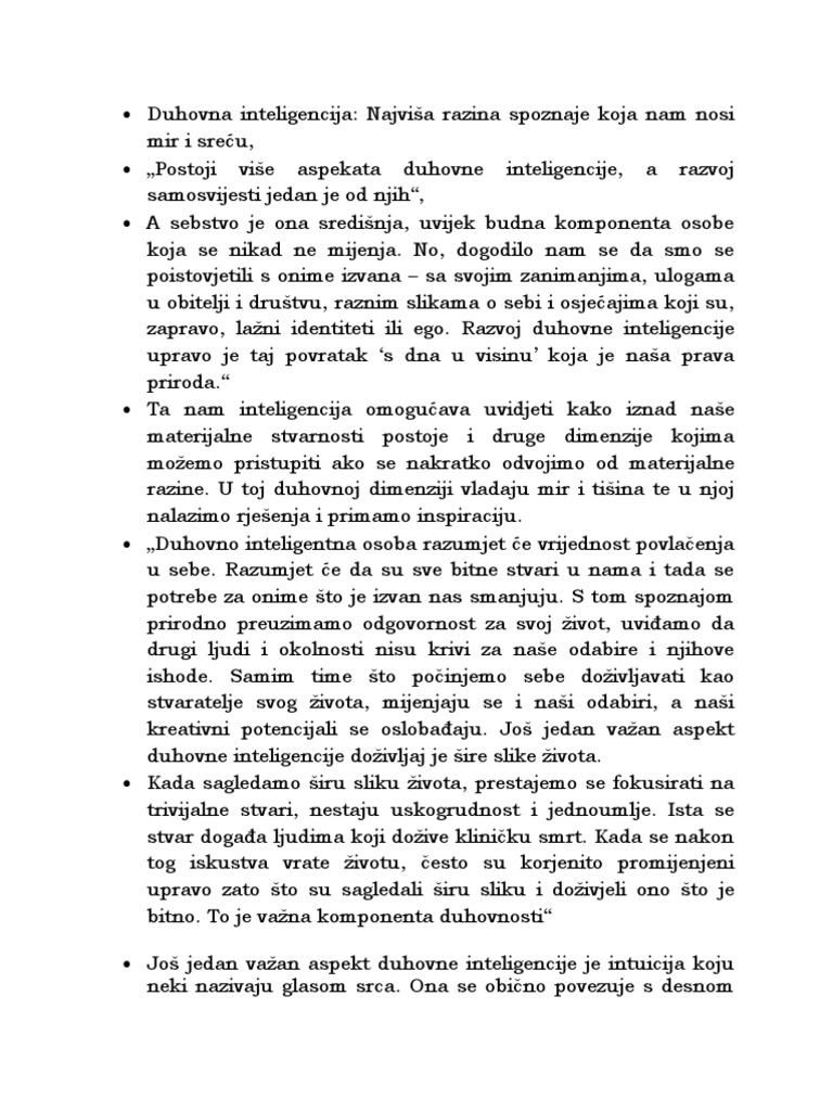 Duhovna Inteligencija - Teze | PDF