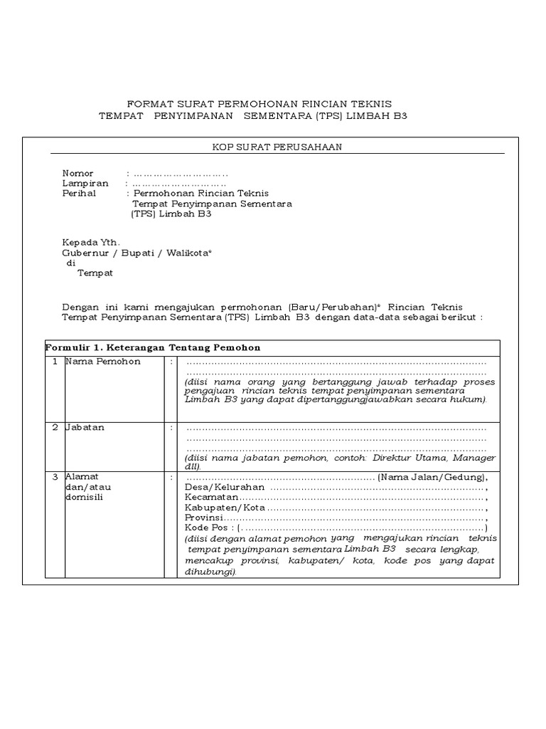 Format Rincian Teknis TPS Limbah B3 | PDF