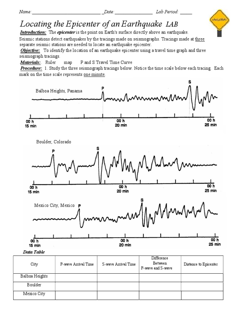Locating Earthquake Epicenters Lab Guide | PDF | Seismology | Earthquakes