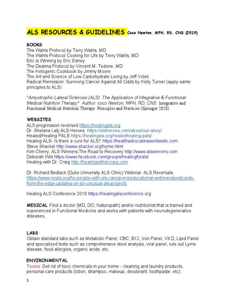 ALS Resources Handout | PDF | Foods | Gluten